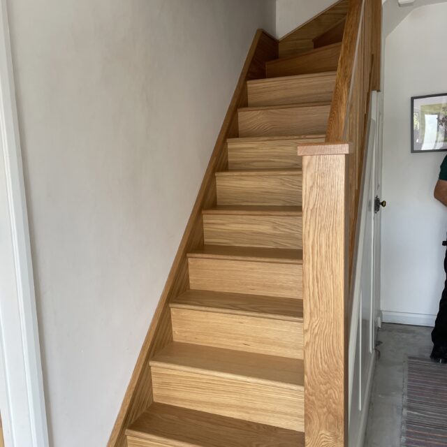 Birstall installation Oak square spindles and oak treads and risers ...